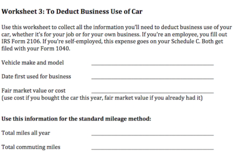 Business Use of Car Worksheet - Michele Cagan, CPA