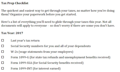 Tax Prep Checklist - Michele Cagan, CPA